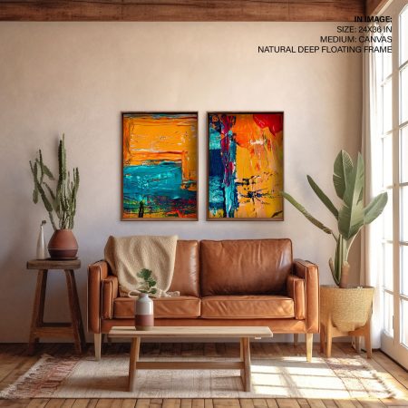 Set of 2 colorful abstract - Wall Art Decor, Framed Painting, Home ...