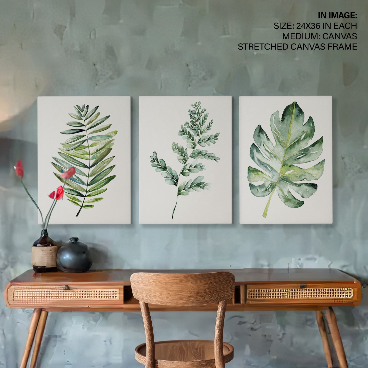 Botanical Leaves Framed Wall Art (Set of 3), Botanical Art, Nature Art ...