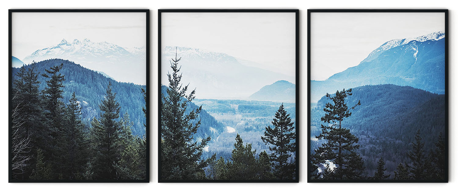 Set of 3 blue mountain - Wall Art Decor, Framed Painting, Home Decor ...