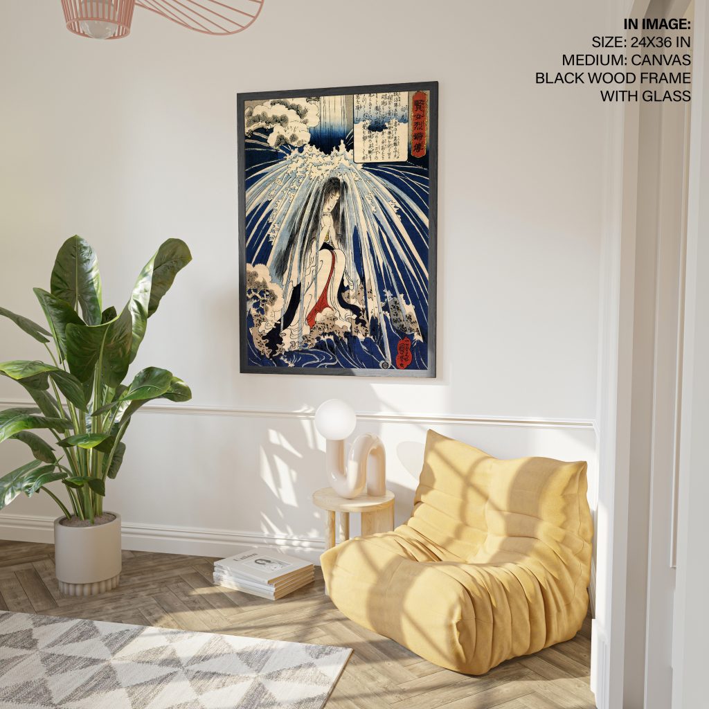 Hatsuhana doing penance under the Tonosawa waterfall by Utagawa ...